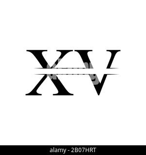 Creative Letter XV Logo Vector With Gold Color. Abstract Linked Letter ...