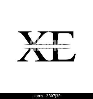 Creative black letter XE x e logo with leading lines and road concept ...