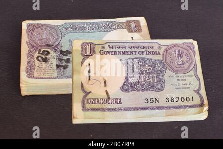 Rare Old Indian One rupee currency note on white background, Government ...