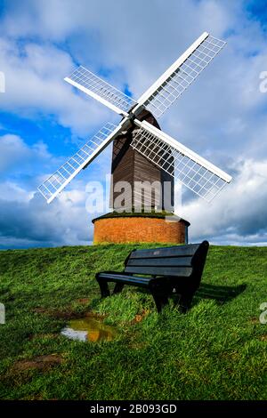 Brill Windmill: Old wood and brick windmill on a hilltop in the English ...