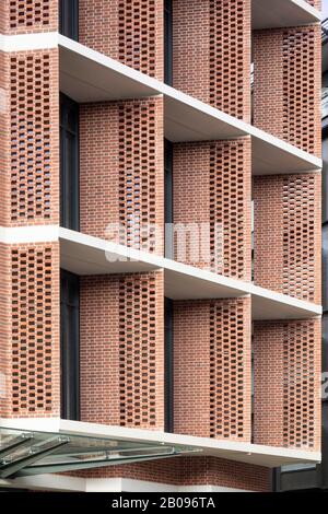 Detail of brick and window recess. UCLH Eye Hospital, London, United ...