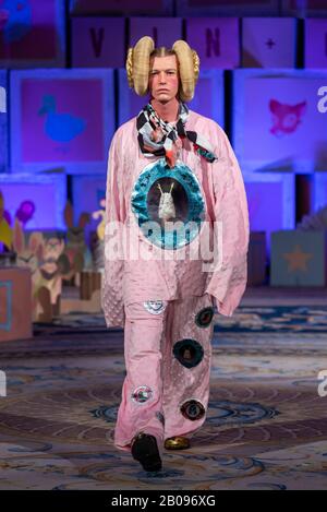 Sam Latronico modelling at Vin and Omi London Fashion Week Resist AW20 ...