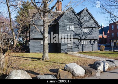 The Judge Jonathan Corwin House also known as The Witch House: Black old historical house in ...