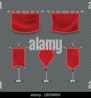 Medieval royal banner. Classical victorian flags with ancient knight ...