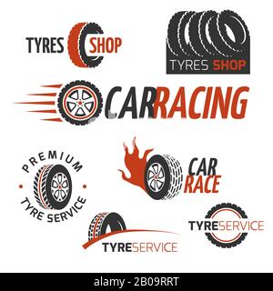 Tyre shop service and repair logo design template. Vector and ...