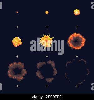 Cartoon disappear explode bomb explosion with smoke cloud vector ...