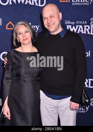 HOLLYWOOD, CA - FEBRUARY 18: Dan Scanlon (R) and Michele Scanlon attend ...