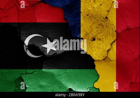 Flags of Libya and Chad painted on cracked wall Stock Photo - Alamy