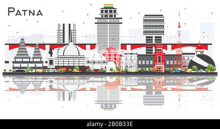 India, Patna city skyline isolated vector illustration, icons Stock ...