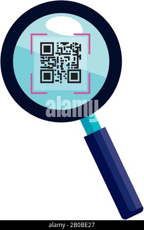 classic qr code with magnifying glass Stock Vector Image & Art - Alamy
