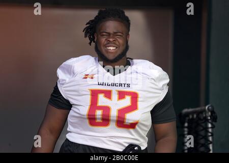 LA Wildcats offensive tackle Dwayne Wallace (62) during practice ...