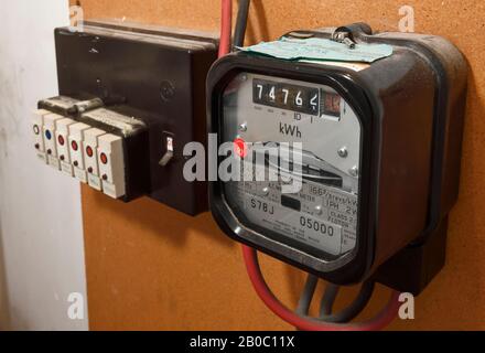 Electricity meter, old style electric meter, electricity meter with ...