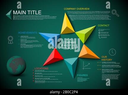 Dark Company infographic overview design template with triangles ...