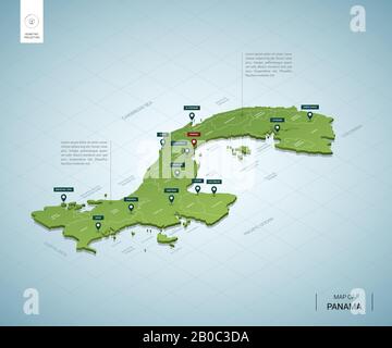 Panama vector map. Editable template with regions, cities, red pins and ...