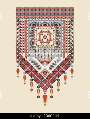 Vector Tatreez pattern design with Palestinian traditional embroidery ...