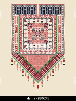 Vector Tatreez pattern design with Palestinian traditional embroidery ...