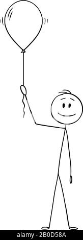 Cartoon vector stickman smiling party or circus clown buffoon with air ...