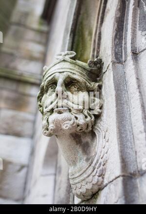 A sculpture of an Irish King - Brian Boru, located on the exterior of ...