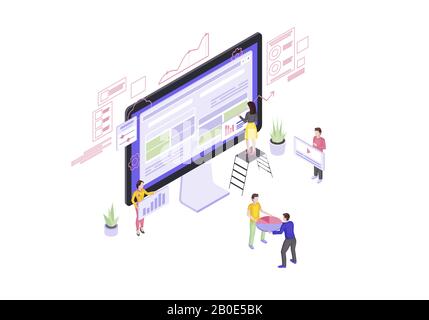 Website constructor isometric concept vector illustration. Software ...