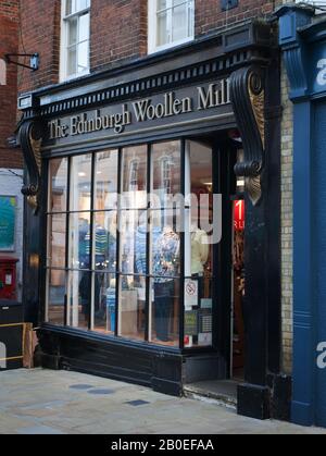 The shopfront of The Edinburgh Woollen Mill, in Witney, Oxfordshire, UK ...