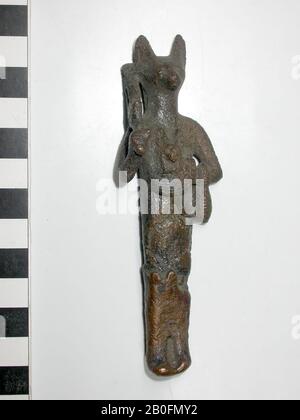 statue, Bastet, collar, lion's head, sculpture, bronze, length: 11 cm ...