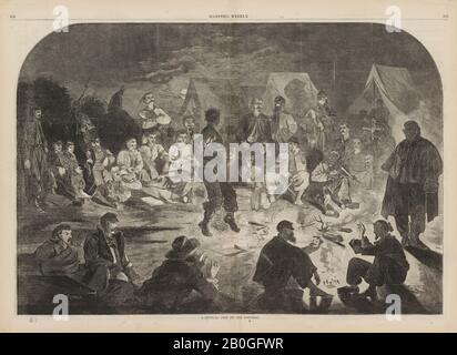 After Winslow Homer, A Bivouac Fire on the Potomac, 21 Dec. 1861, wood ...