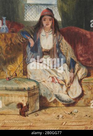 Cypriot Woman Smoking a Chibouk by Alexandre-Gabriel Decamps Stock ...