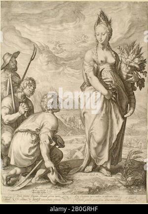 Jan Saenredam, The Veneration of Ceres, Venus and Bacchus 3: Bacchus, 1596, engraving on paper ...