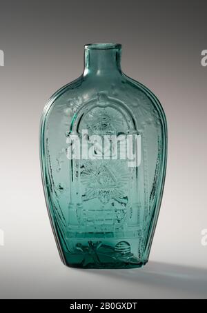 Keene (Marlboro Street) Glass Works, Figured Flask, c. 1817–22, dark ...