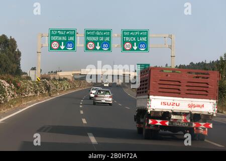 01.11.2019, Addis Ababa, Addis Ababa, Ethiopia - Road traffic on the ...