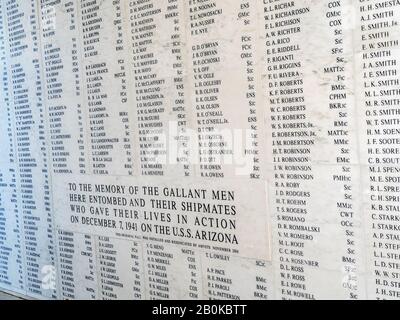 USS Arizona Memorial. Wall of names. World War II Valor in the Pacific ...
