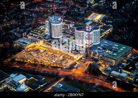 Aerial photograph, University Hospital Münster - UKM , Night photograph ...