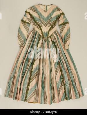 Dress, British, ca. 1845, British, silk, linen Stock Photo - Alamy