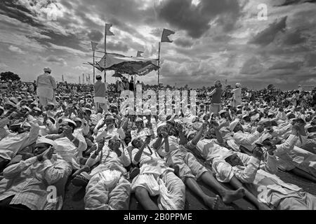 The image of Warkari or Pilgrim men performing kirtan near Pune ...