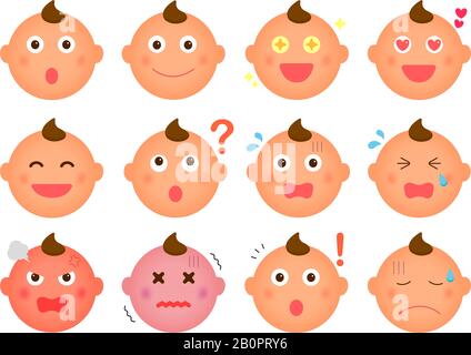 Set of baby smiley. Cute cartoon kids emoticon Stock Vector Image & Art ...