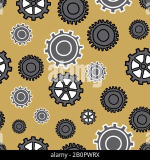Gear Collage many sizes and styles of gears in bright blues and yellow ...