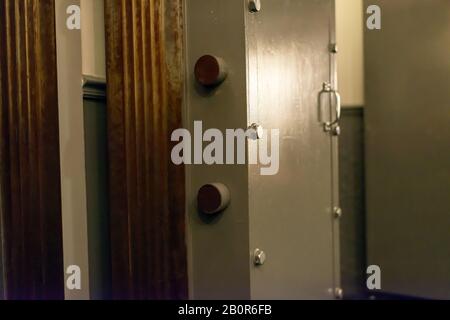 Opened old-fashioned solid vault door of a bank Stock Photo - Alamy