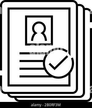 Approved candidates line icon, concept sign, outline vector ...