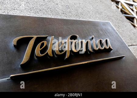Logo, head office, headquarters, of the Spanish telecommunications ...