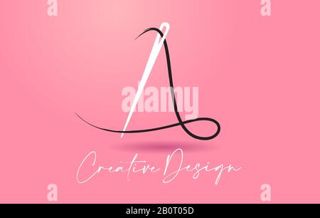 N Letter Logo with Needle and Thread Creative Design Concept Vector ...