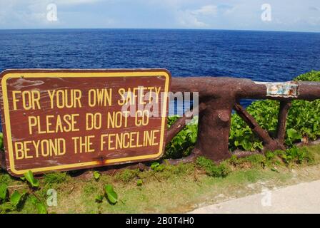 Sign of Suicide cliff, Saipan, Northern Marianas, Central Pacific Stock ...