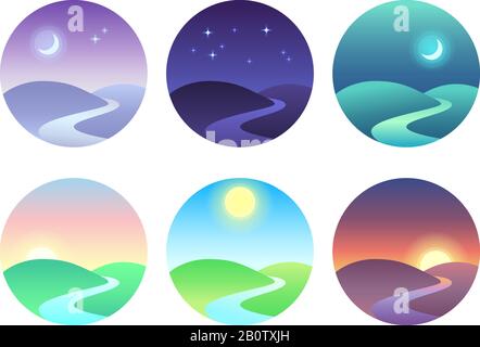 Modern Beautiful Landscape With Gradients Sunrise Dawn Morning Day