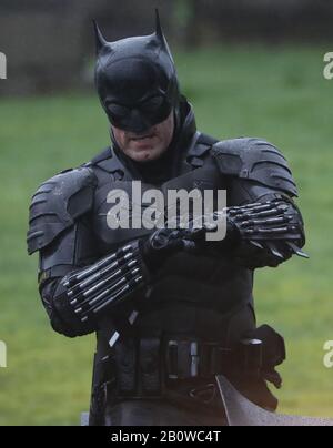 A man dressed as Batman during filming at the Glasgow Necropolis ...