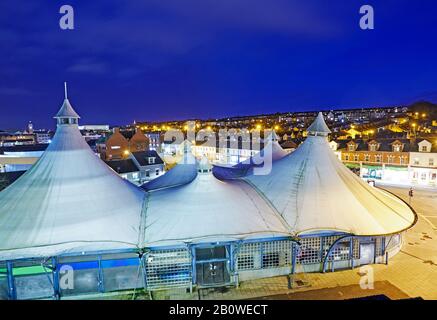 Elevated view of Swindon town centre showing the old GWR railworks ...