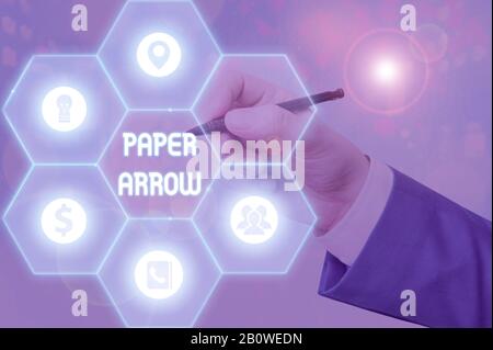 Writing note showing Paper Arrow. Business concept for Business ...