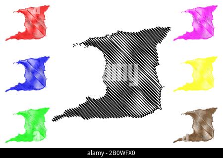 Chaguanas City (Republic of Trinidad and Tobago, island) map vector ...