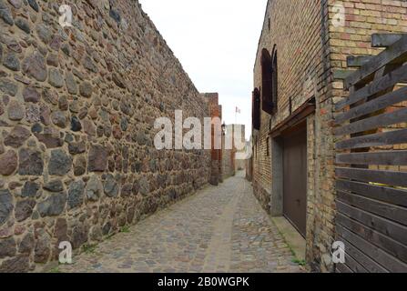 Templin, Germany view to the old town center and the medieval town wall ...