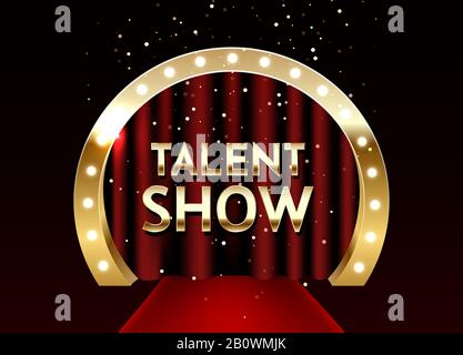 Theatre festival stage and audience seats vector poster template Stock ...