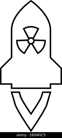 Atomic rocket flying Nuclear missile weapons Radioactive bomb Military concept icon in circle ...