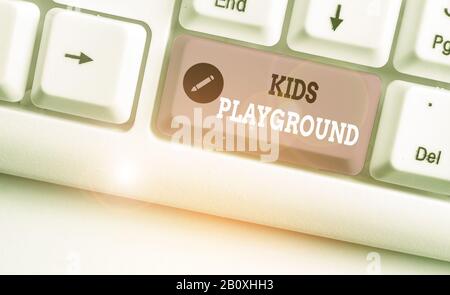 Text sign showing Daycare. Business concept offering care to preschool ...